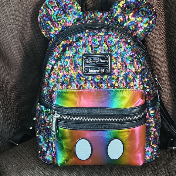 Loungefly | Bags | Loungefly Disney Parks Sequined Mickey Mouse Rainbow ...
